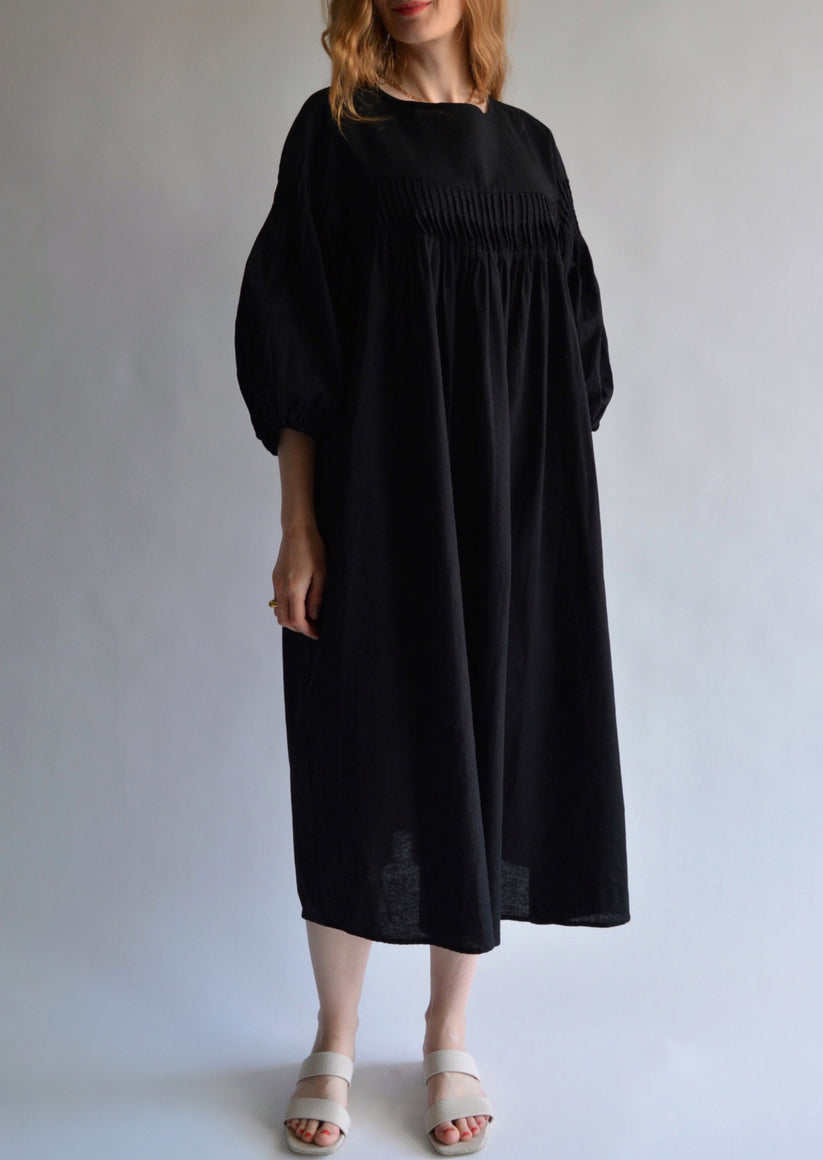 Oversize Dress Linen&Cotton in Matte Black – Moon Mountain