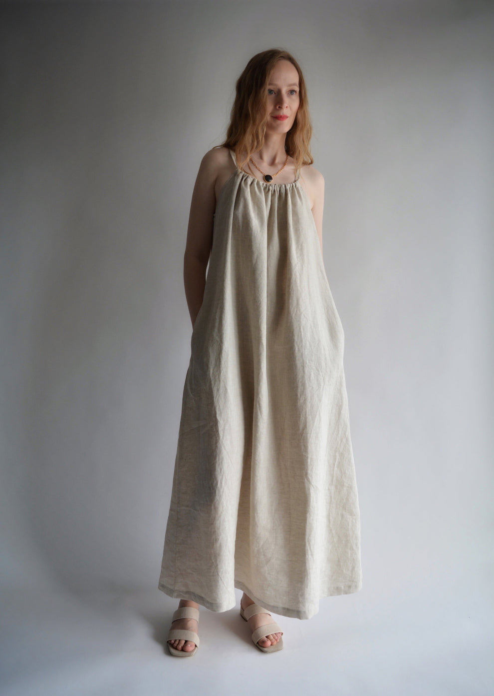 Oversized European Linen Dress in Natural color – Moon Mountain