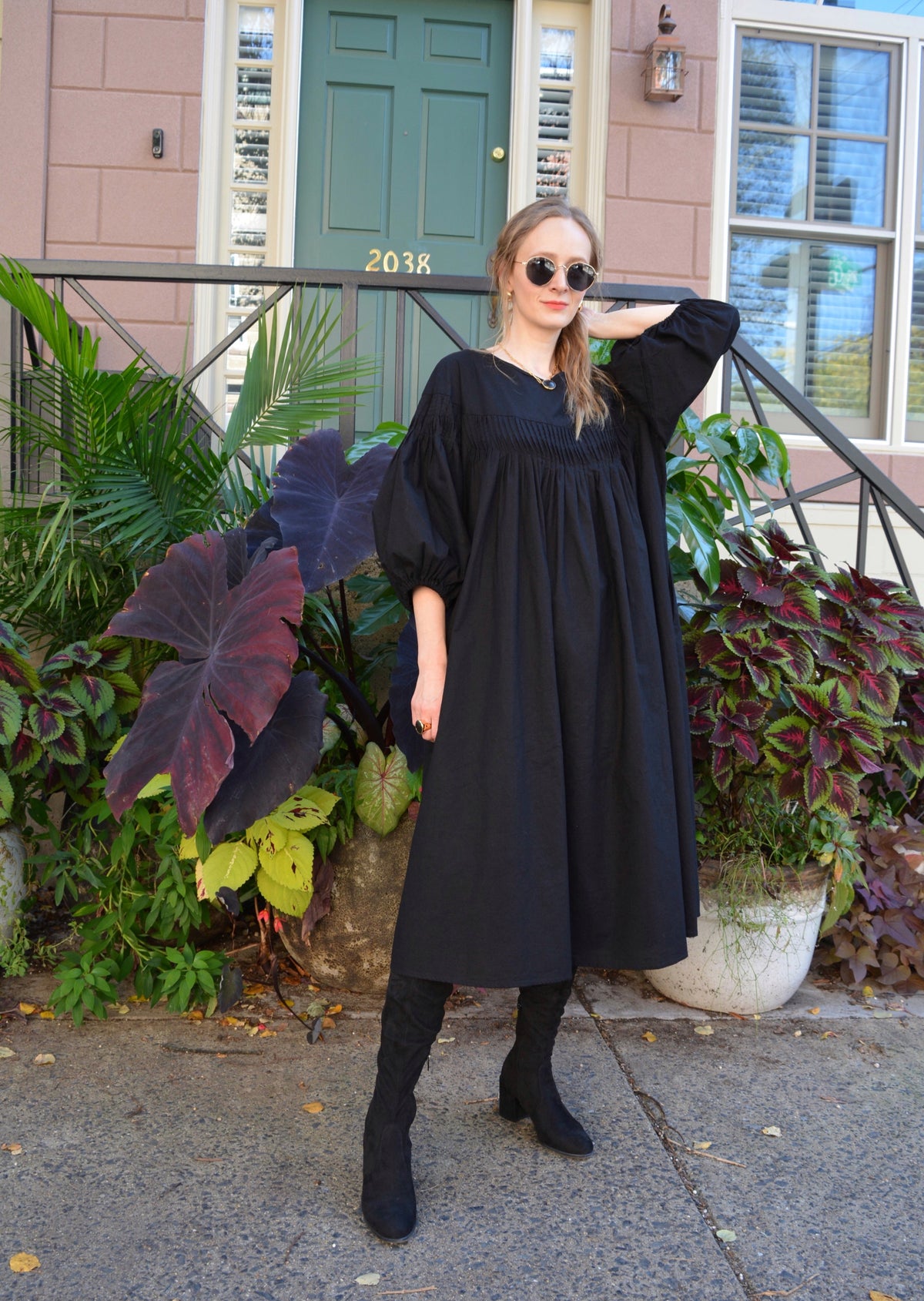 Oversize Dress Linen&Cotton in Matte Black – Moon Mountain